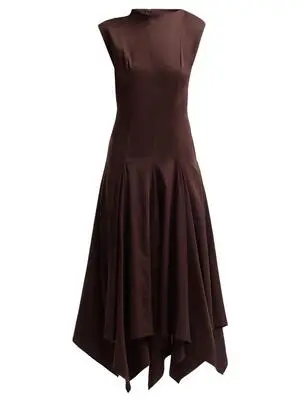 Black Halo Eloidie Asymmetric Midi Dress - Sable