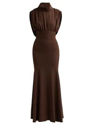 Black Halo Adelina Draped Trumpet Gown - Sable