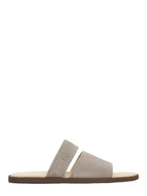 Brunello Cucinelli Suede Open-toe Slide Sandals - Grey