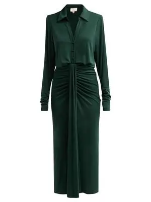Cinq À Sept Seferina Midi-shirtdress Deep Malachite