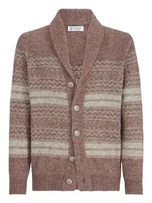 Brunello Cucinelli Alpaca, Cashmere And Wool Nordic Jacquard Cardigan - Red