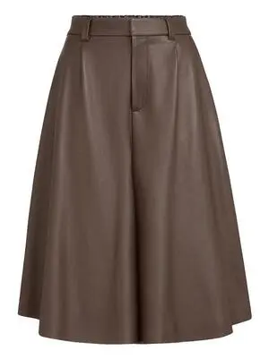 Brunello Cucinelli Nappa Leather Wide Bermuda Shorts With Monili - Rust Brown