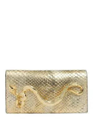 Alexis Bittar 14k-gold-plated Serpent Handle & Leather Clutch Gold Python
