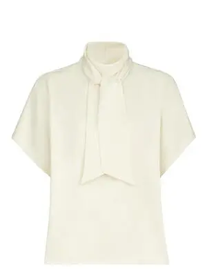 Brunello Cucinelli Silk Satin High-neck T-shirt With Monili - Fog