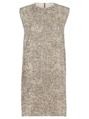 Brunello Cucinelli Dazzling Craquelé Embroidery Dress - Silver