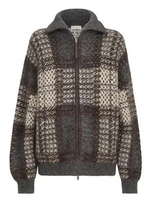 Brunello Cucinelli Dazzling Tartan Double Knit Outerwear Jacket - Anthracite