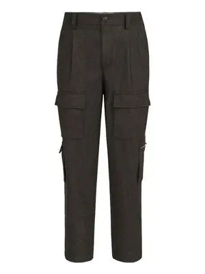 Brunello Cucinelli Virgin Wool Flannel Trousers With Cargo Pockets Brown