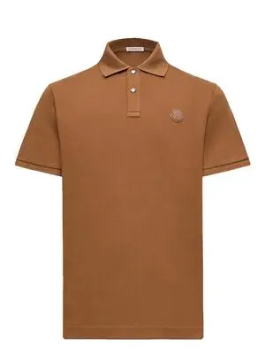 Moncler Polo Shirt In Cotton Piquet Brown
