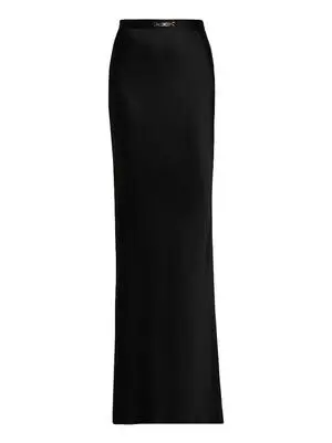 Elisabetta Franchi Jewel-detailed Satin Crêpe Maxi Skirt - Nero