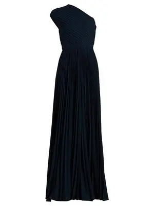 Michael Kors One-shoulder Pleated Gown - Midnight