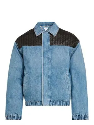 Bottega Veneta Vintage Indigo-washed Denim & Leather-trim Jacket - Medium Blue