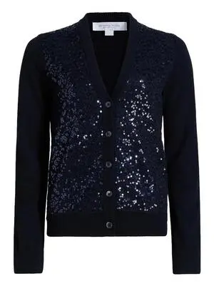 MICHAEL KORS Lace & Cashmere V-neck Cardigan