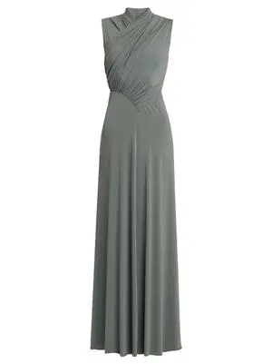 Alberta Ferretti Jersey-knit Gathered Surplice Maxi Dress - Grey