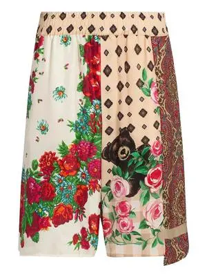 Moschino Floral Spliced Silk Shorts - Multi