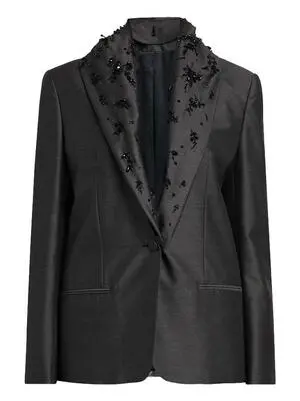 Alberta Ferretti Embellished Wool-silk Jacket - Multi Gray