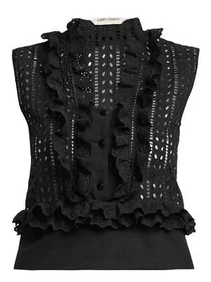 Alberta Ferretti Ruffled Cotton-blend Blouse - Black