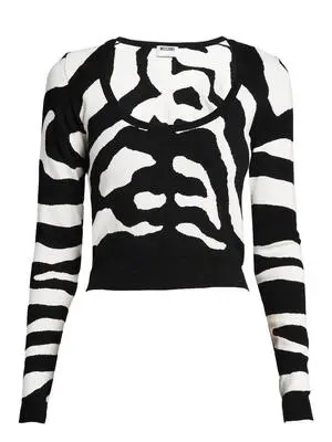Moschino Zebra Print Crop Sweater - Multi Black