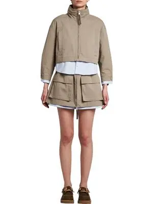 Moschino Cotton-blend Layered Stand-collar Jacket - Multi Beige