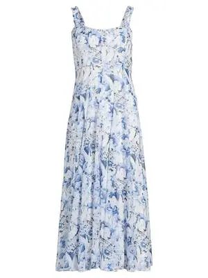 Cinq À Sept Heirloom Petals Marmo Midi-dress - Navy Multi