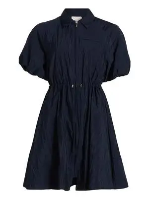 Cinq À Sept Macauly Puff-sleeve Mini-shirtdress - Navy