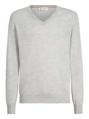 Brunello Cucinelli Cashmere And Silk Lightweight Sweater - Pebble