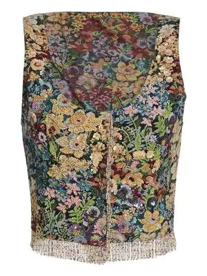KOBI HALPERIN Hazel Beaded Floral Fringe Vest