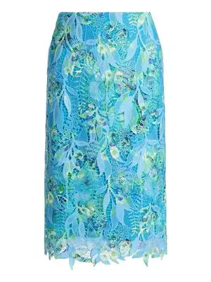 UNGARO Harlow Printed Lace Midi-skirt - Azure Multi