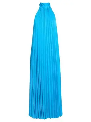 UNGARO Beverly Pleated Halter Maxi Dress - Azure