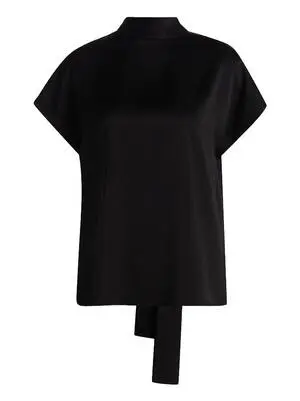 UNGARO Corey Tie-detail Satin Blouse - Black