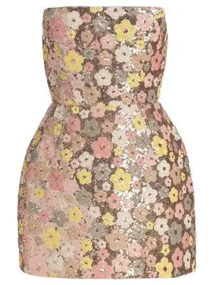 BRONX BANCO Jasmine Maraya Strapless Sequined Minidress