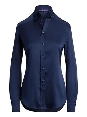 Ralph Lauren Cameron Stretch Silk Charmeuse Button-down Shirt - Icon Navy