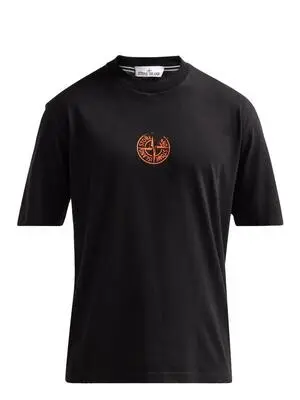 Stone Island Logo Cotton Crewneck T-shirt - Black