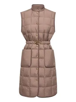 Moncler Cygnette Long Puffer Vest - Brown