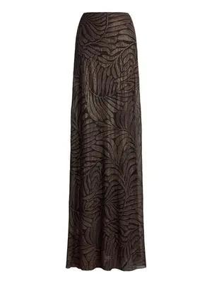 Ralph Lauren Masina Foiled Crinkle Chiffon Skirt - Espresso Multi