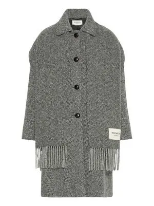 Max Mara Wool Blend Tweed Coat - Dark Grey