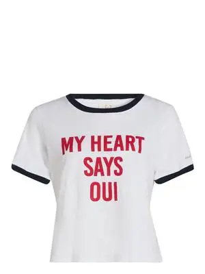 Cinq À Sept My Heart Says Oui Shrunken Ringer T-shirt White Multi