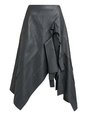 Bottega Veneta Asymmetric Ruffled Leather Midi-skirt - Iron