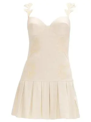 PatBO Aquamist Floral Appliqué Minidress - White