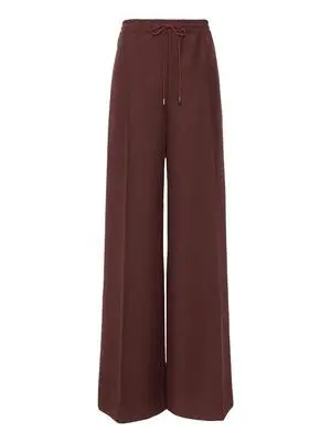 Max Mara Denim Effect Wool Wide Leg Trousers - Rust