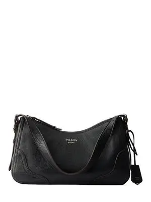 Prada Aimèe Large Leather Shoulder Bag - Black
