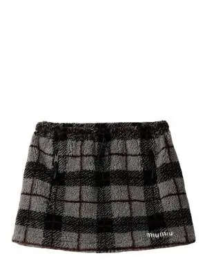 Miu Miu Checked Teddy Miniskirt - Grey Multi
