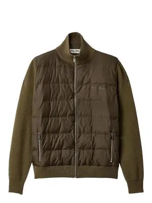 Miu Miu Down-filled Cashmere Zipper Cardigan - Green