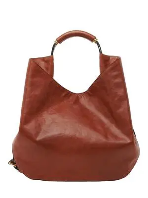Moschino Handle Me Leather Hobo Bag - Hide