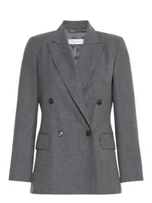 MAX MARA Double Breasted Wool Flannel Blazer