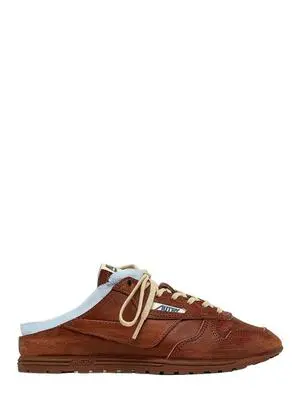 AUTRY The Windspin Raw-edge Leather Sneaker Mules - Brown