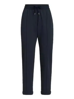 Brunello Cucinelli Stretch Cotton Lightweight French Terry Track Trousers - Blue