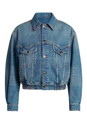 VERSACE Blouson Denim Leather-trim Jacket