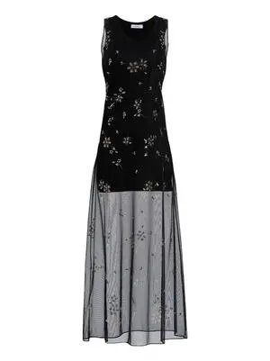 Rabanne Hotfix Floral Tulle Tank Maxi Dress - Black