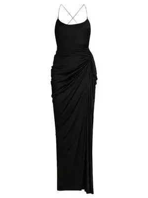 Versace Draped Jersey Column Gown - Black