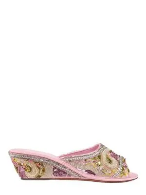 Versace 50mm Beaded Mule Wedges - Geranium
